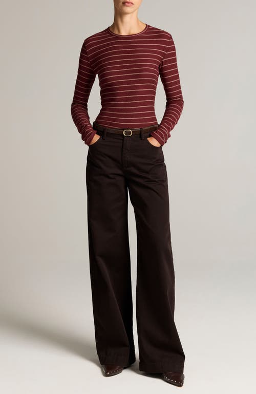 VINCE Vince Striped Long Sleeve Cotton Crewneck Top